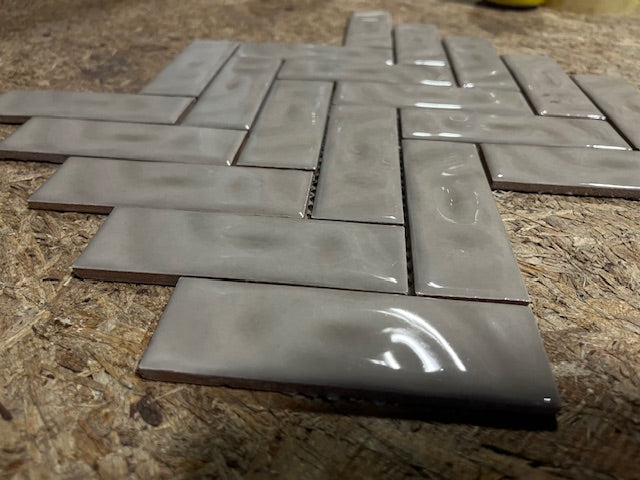 Lace 1x4 Glazed Herringbone Porcelain Mosaic Tile | MosaicBros.com