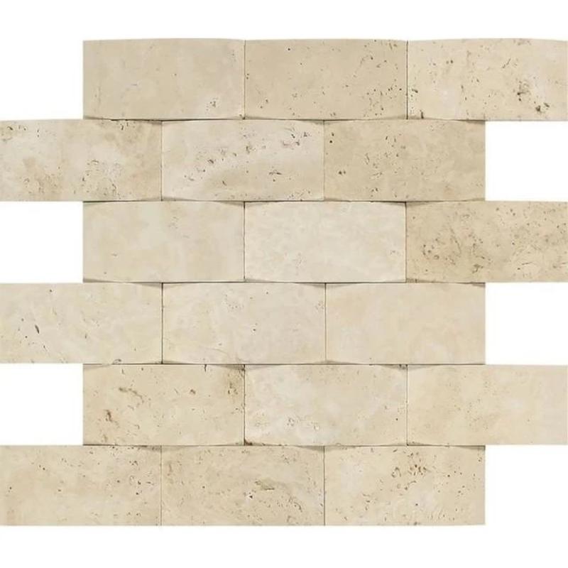 Ivory Travertine 2x4 Wavy Mosaic Tile | MosaicBros.com