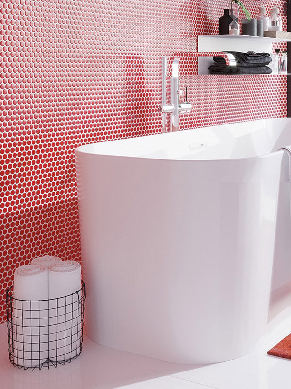 Red Penny Round Mosaic Tiles | MosaicBros.com