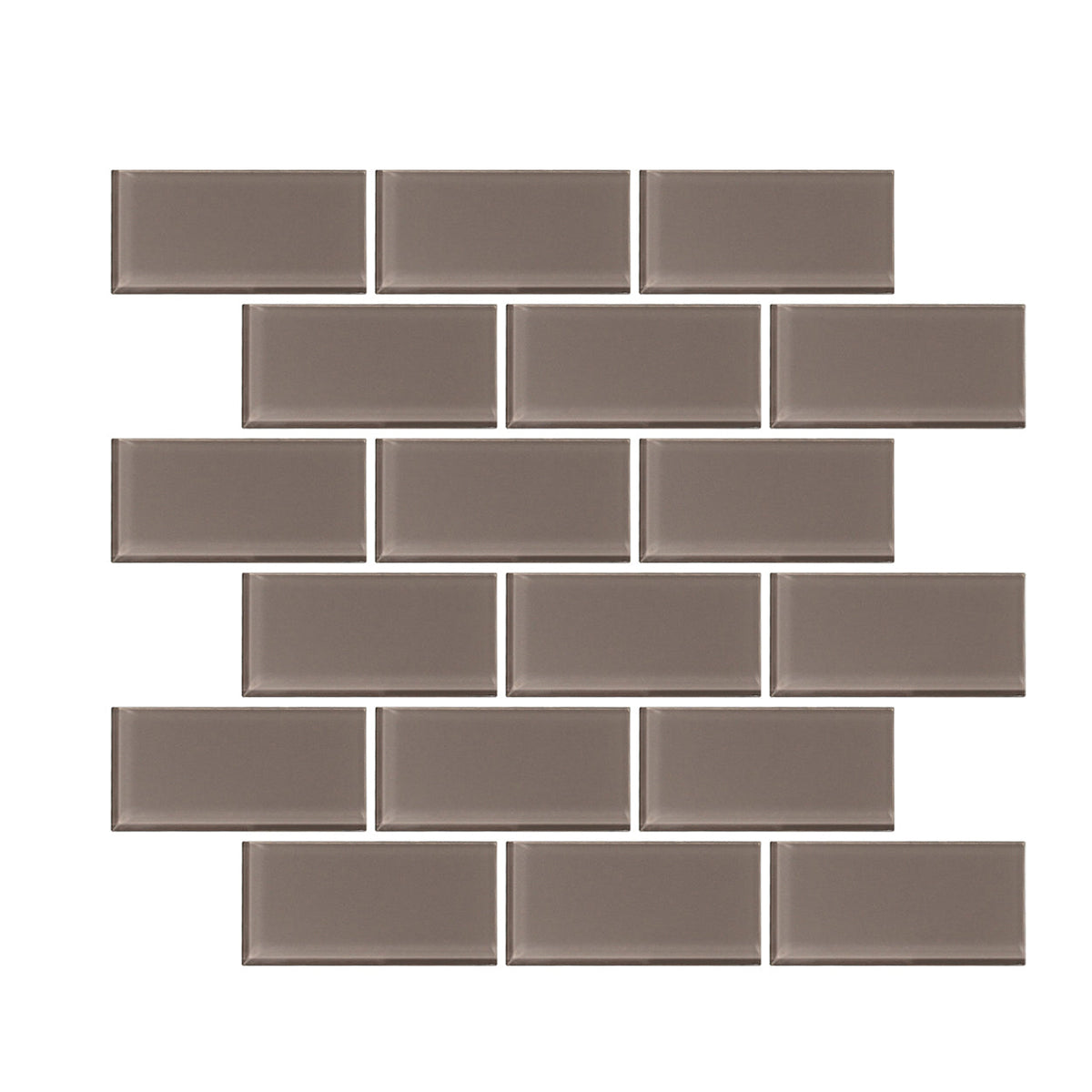 Gray 2x4 Random Glossy Porcelain Mosaic Tile | MosaicBros.com