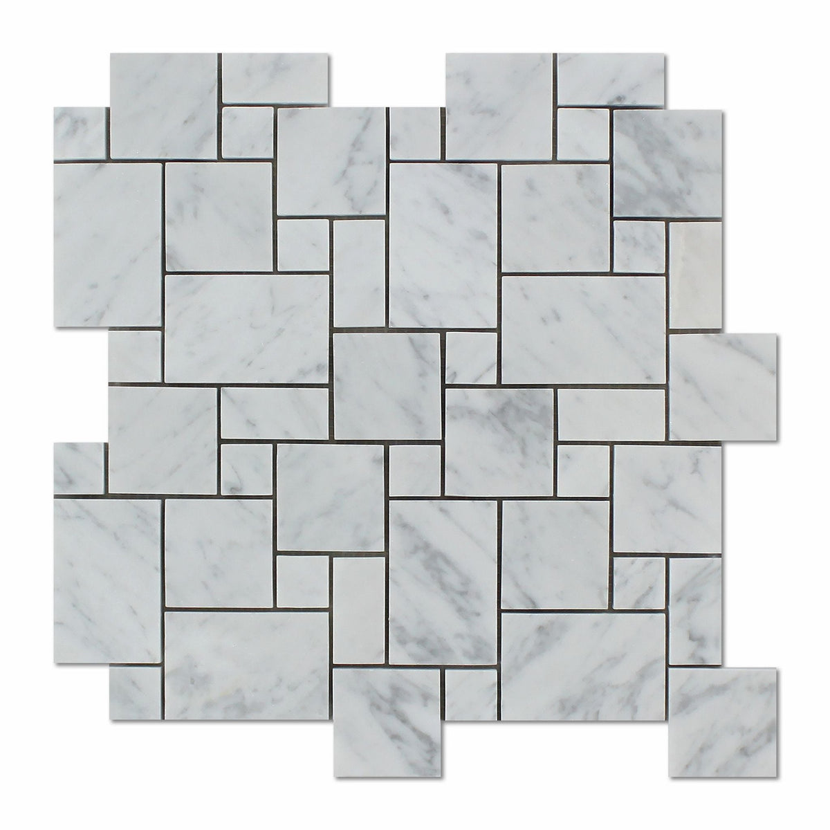 Bianco Carrara Honed Marble Mini Versailles Pattern Mosaic Tile ...