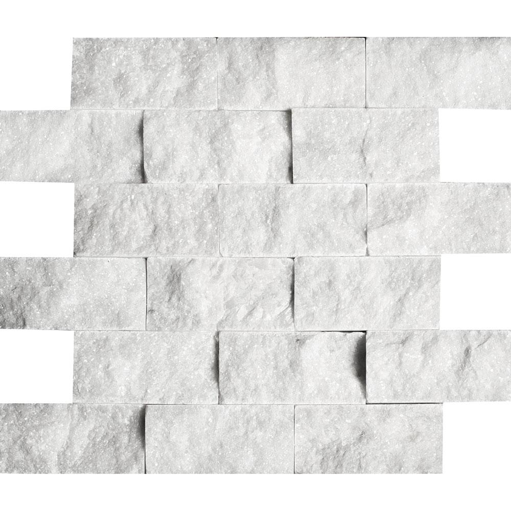 2 x 4 Split-faced White Marble Bianco | MosaicBros.com